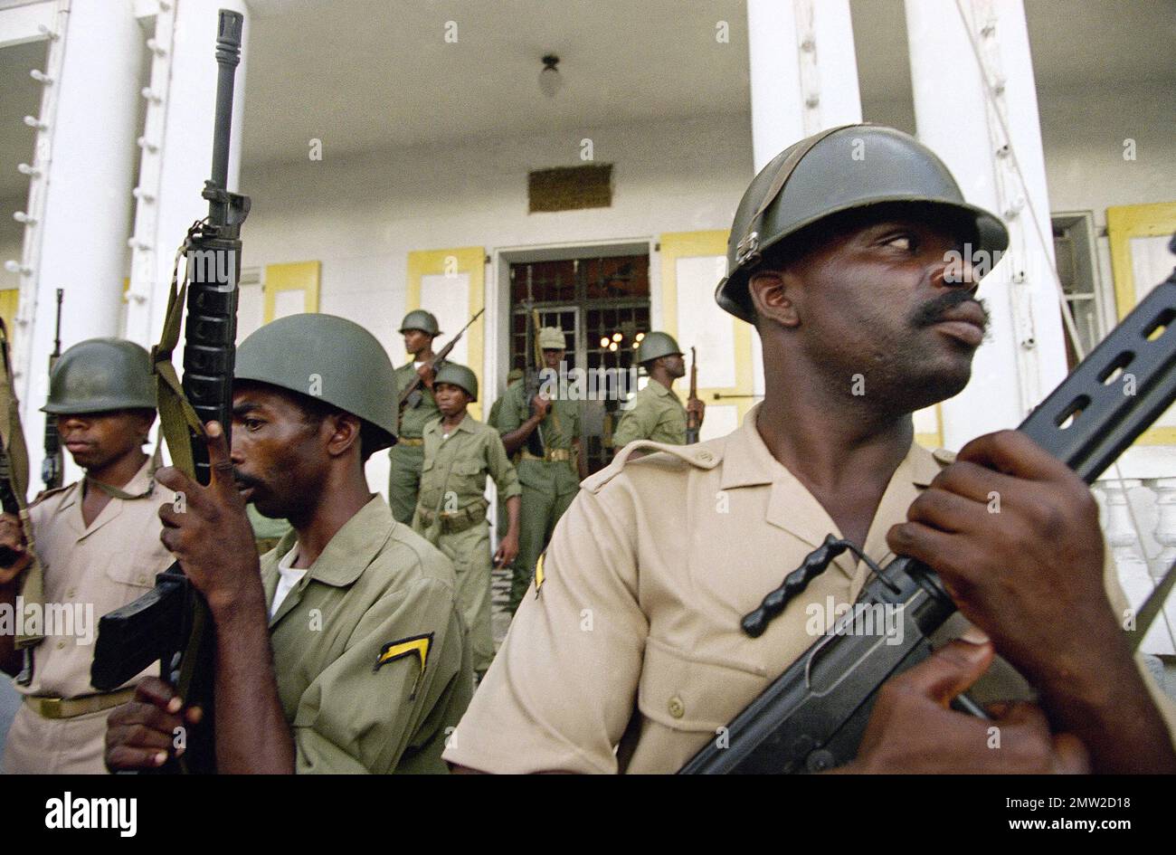 FILE - In this Sept. 18, 1994 file photo, Haitian soldiers stand guard ...