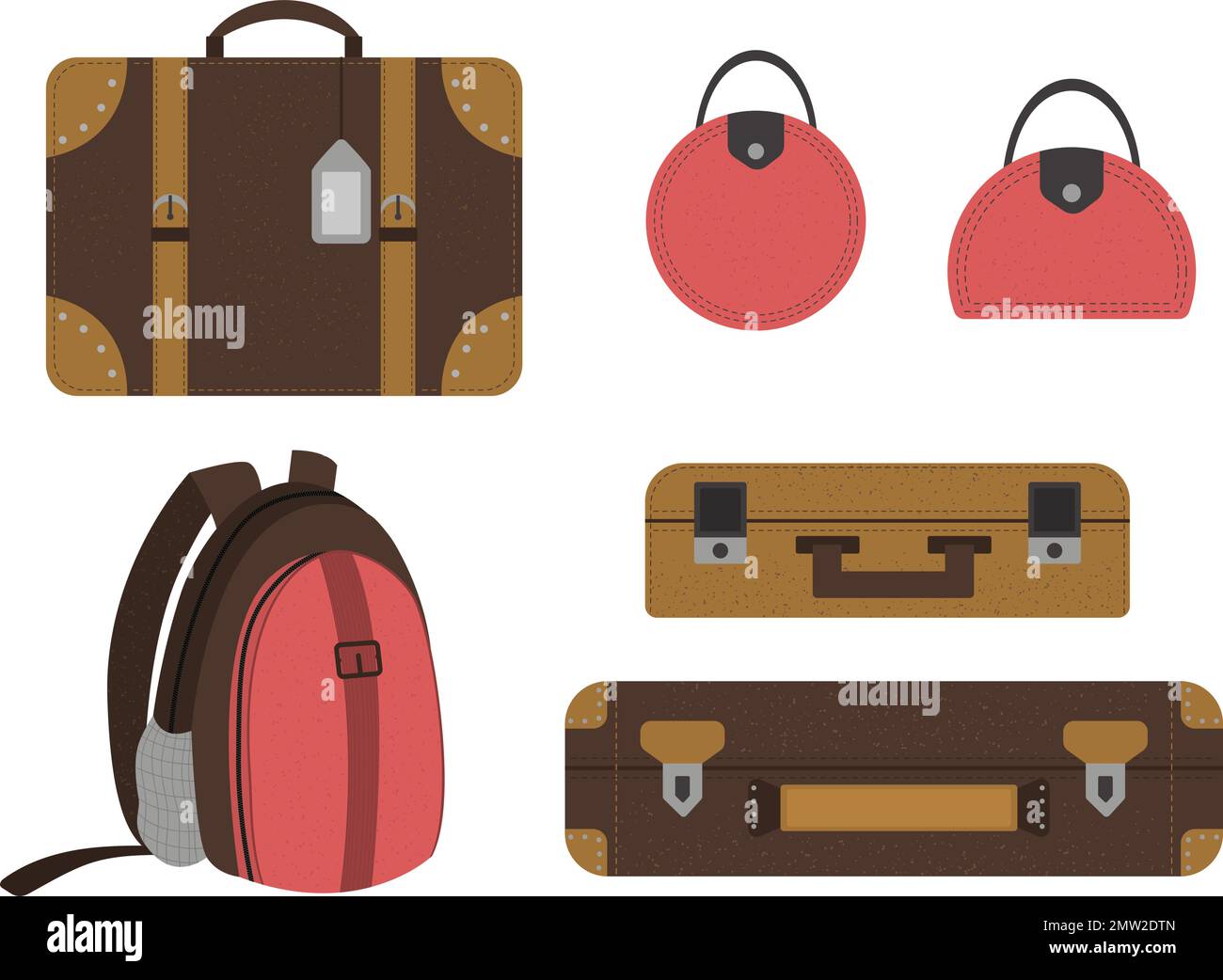 Vector flat set of traveler’s suitcases. Luggage icons collection ...