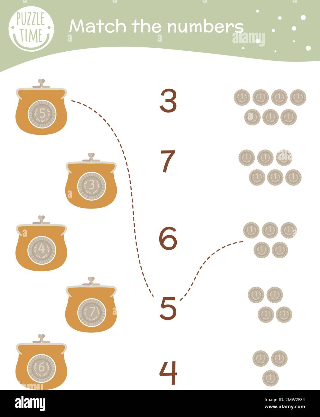Matching game with coins and purse. Saint Patrick’s Day math activity ...