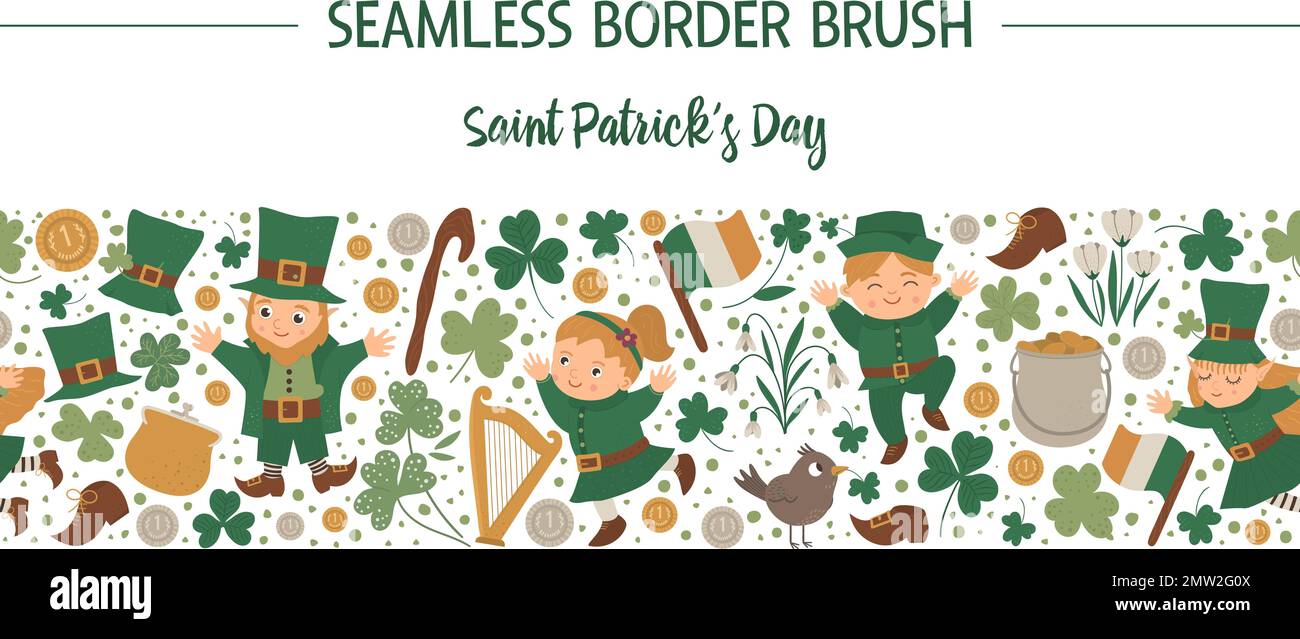 Vector Saint Patrick’s Day seamless pattern brush. Irish holiday themed ...