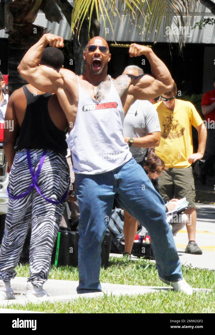 The Rock (aka Dwayne Johnson) and Mark Wahlberg film scenes on location ...