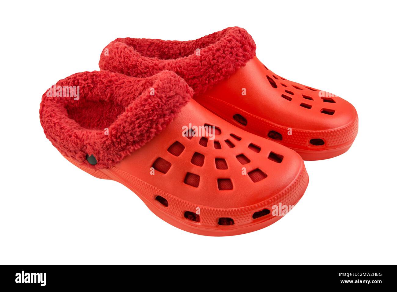 1 Pair of red clogs isolated on white background Stock Photo - Alamy