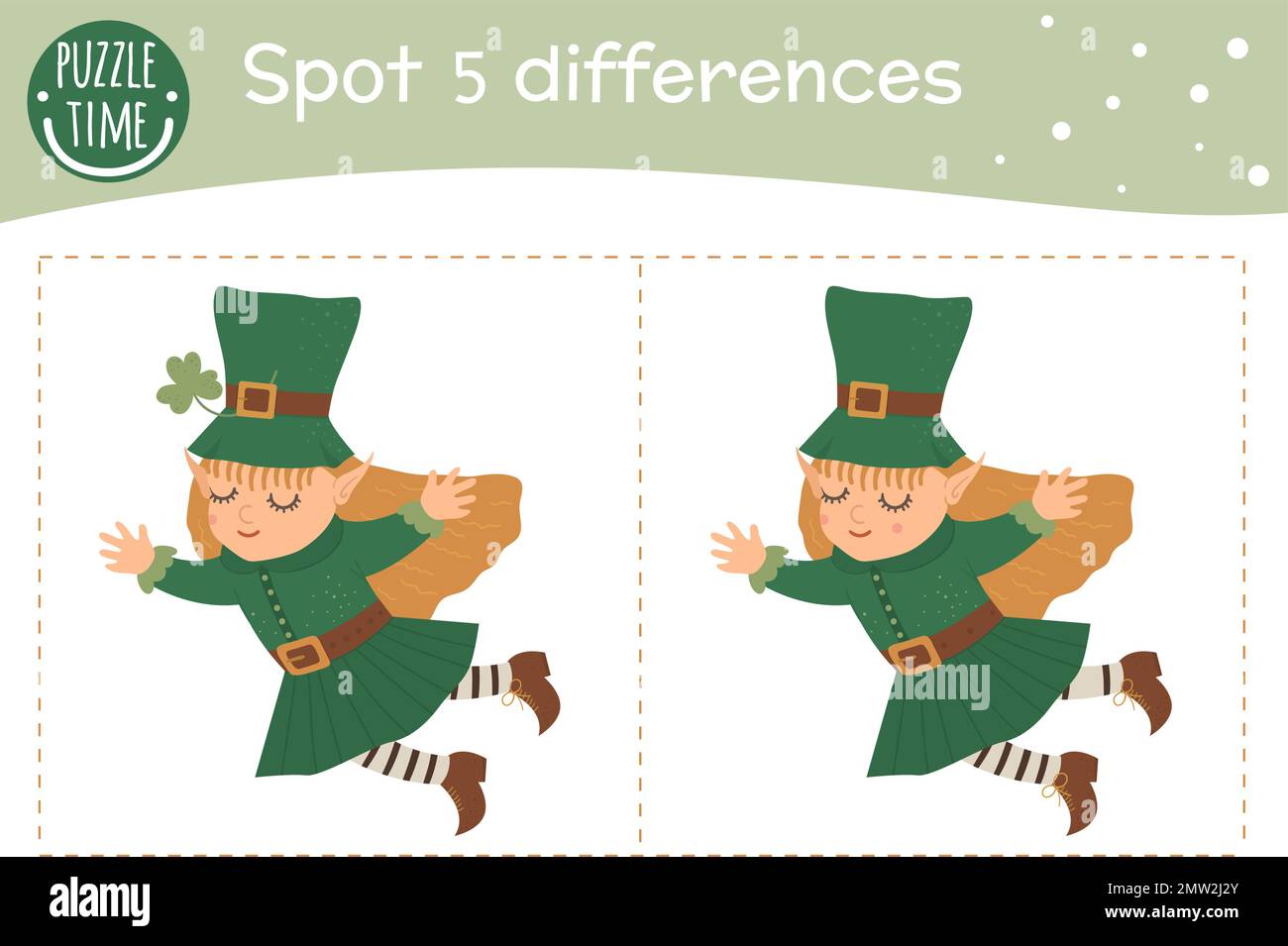 Saint Patrick’s Day find differences game for children. Spring holiday festive preschool ...