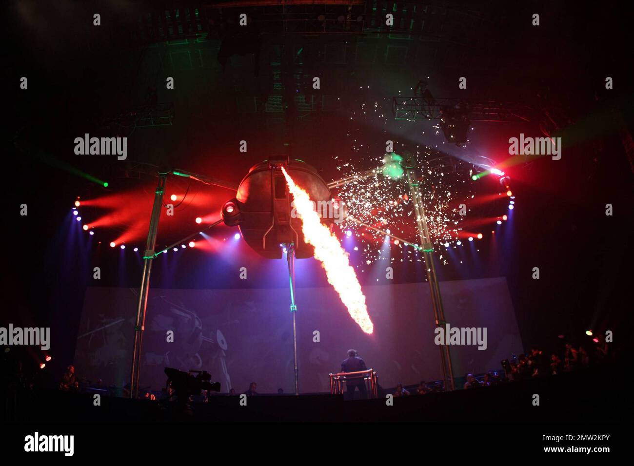 The stage during a performance of composer and producer Jeff Wayne's ...