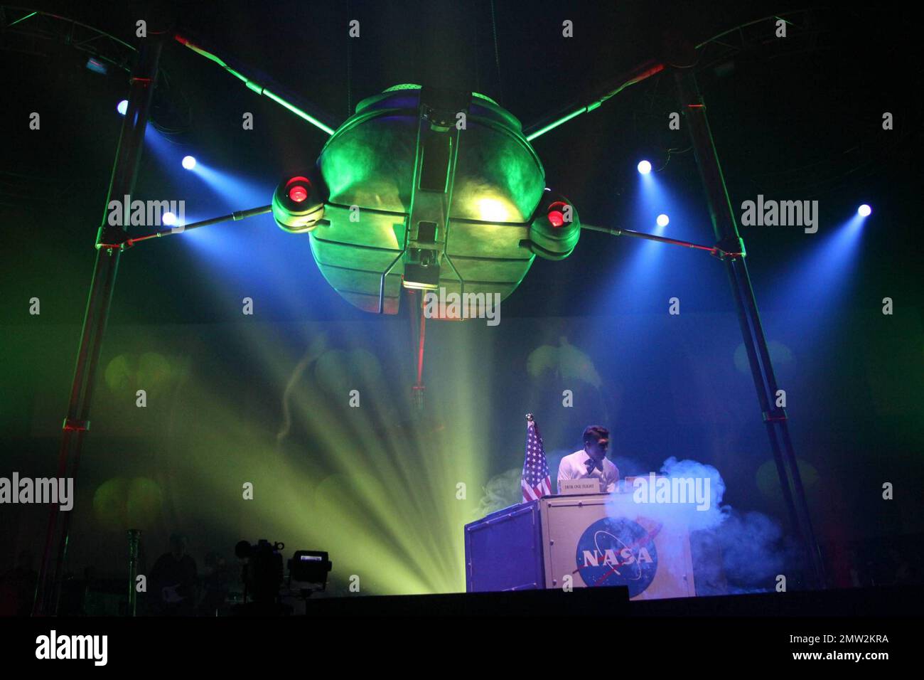 The stage during a performance of composer and producer Jeff Wayne's ...