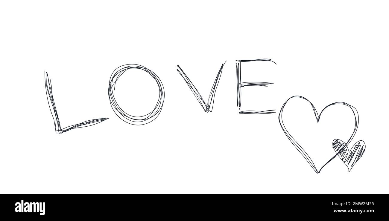 Love word hand drawn lettering. Grunge pattern with handwritten Letters ...