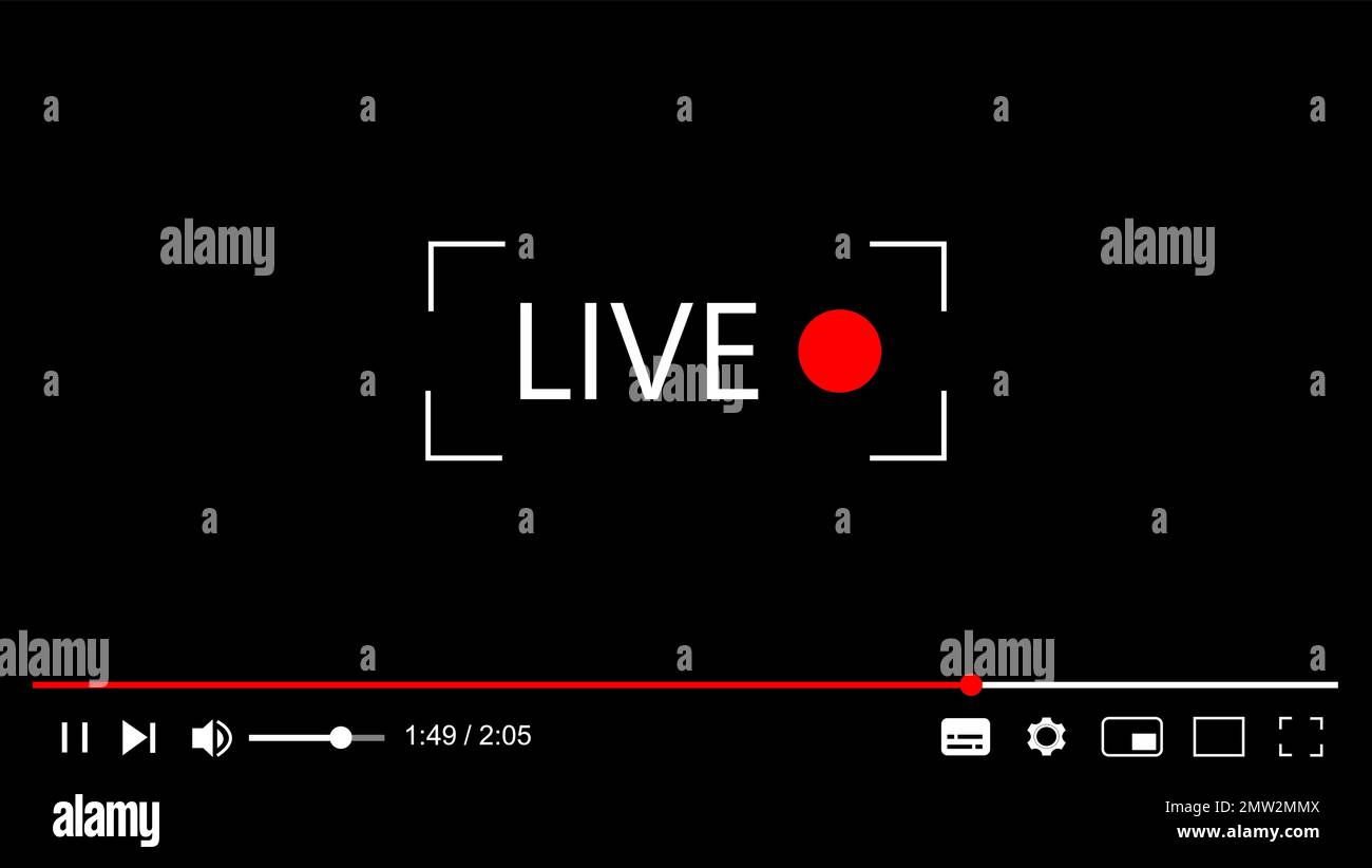 Live video streaming player shape, broadcasting vector illustration ...