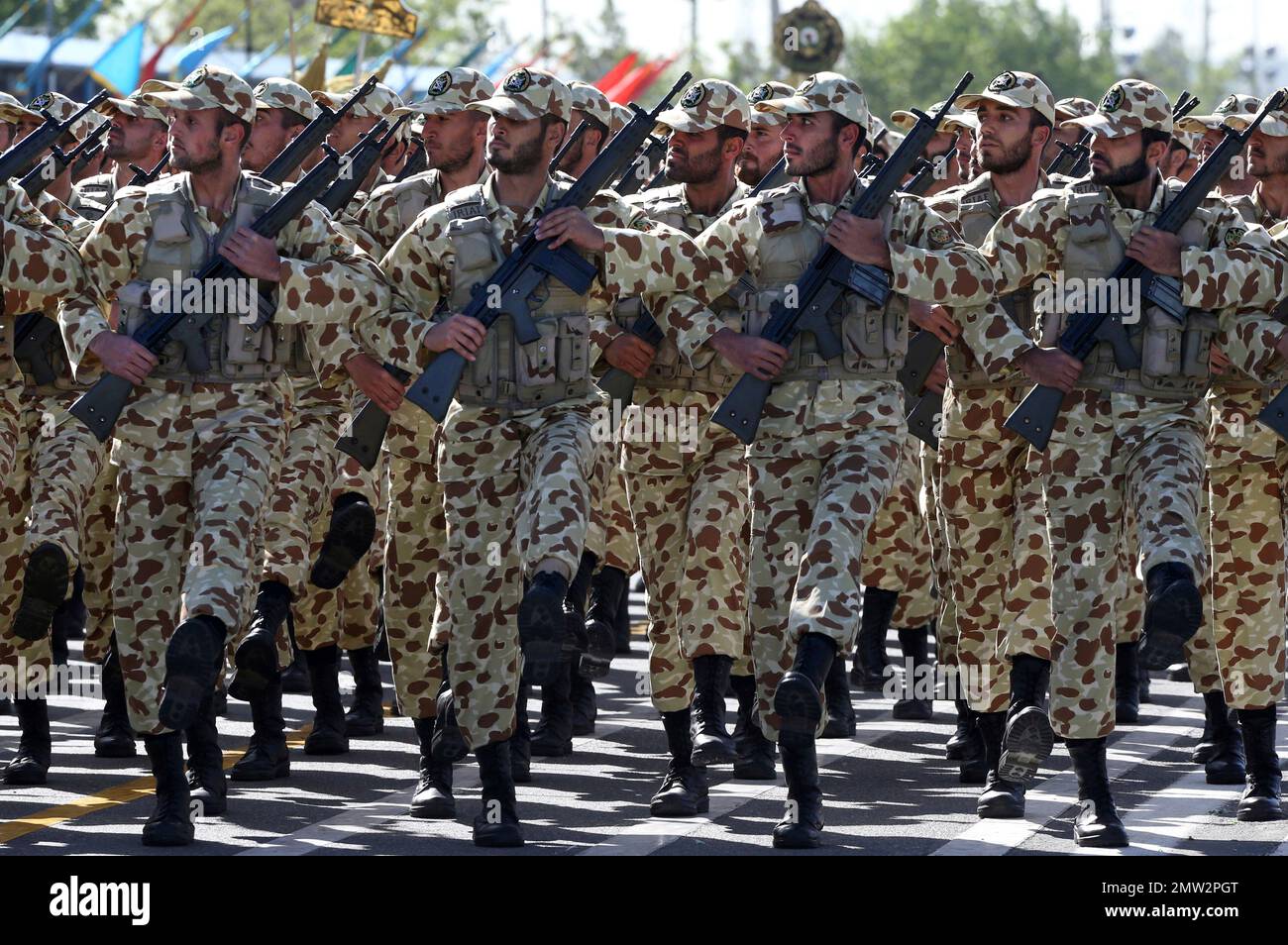 Iranian army troops march during a parade marking National Army Day in ...