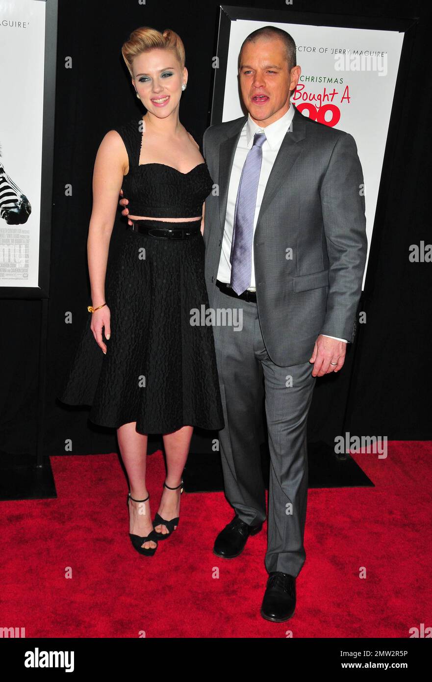 Scarlett Johansson and Matt Damon at the premiere of "We Bought a Zoo ...