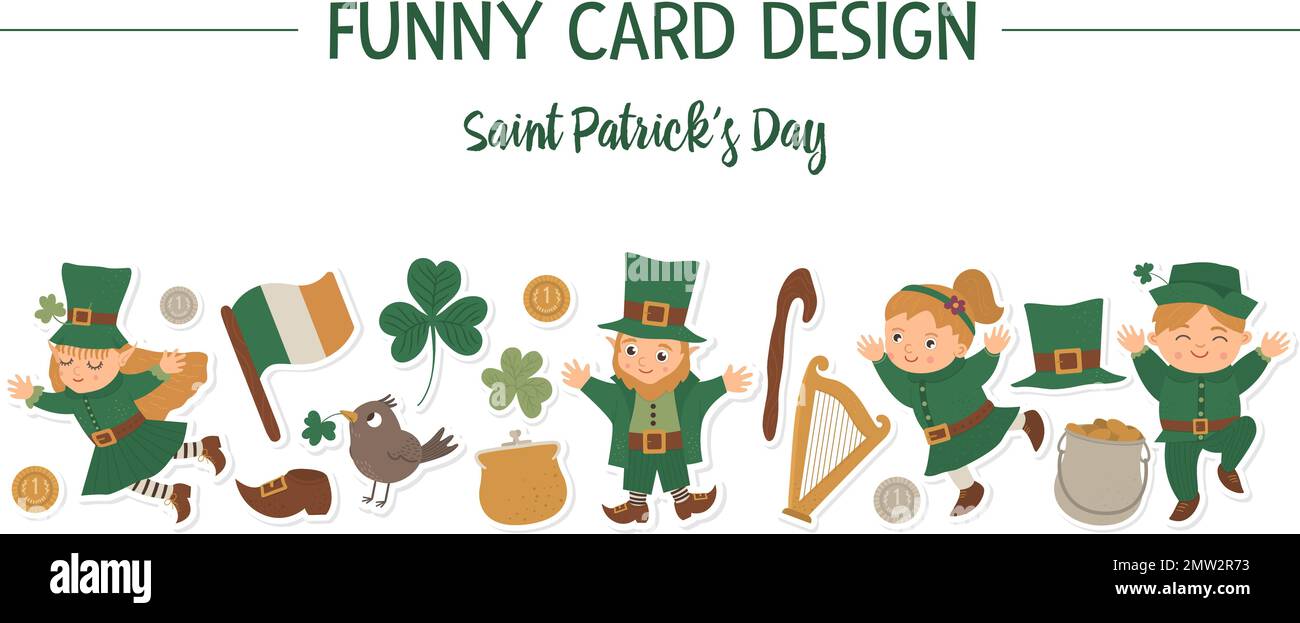 Vector Saint Patrick’s Day horizontal layout frame border with ...