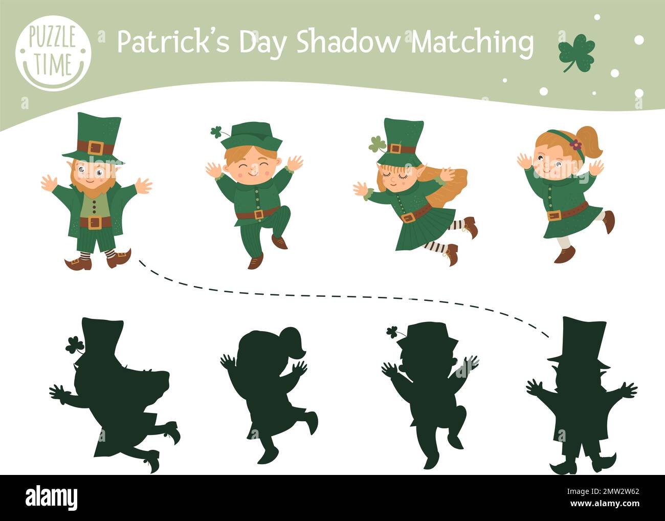 Saint Patrick’s Day shadow matching activity for children. Preschool ...