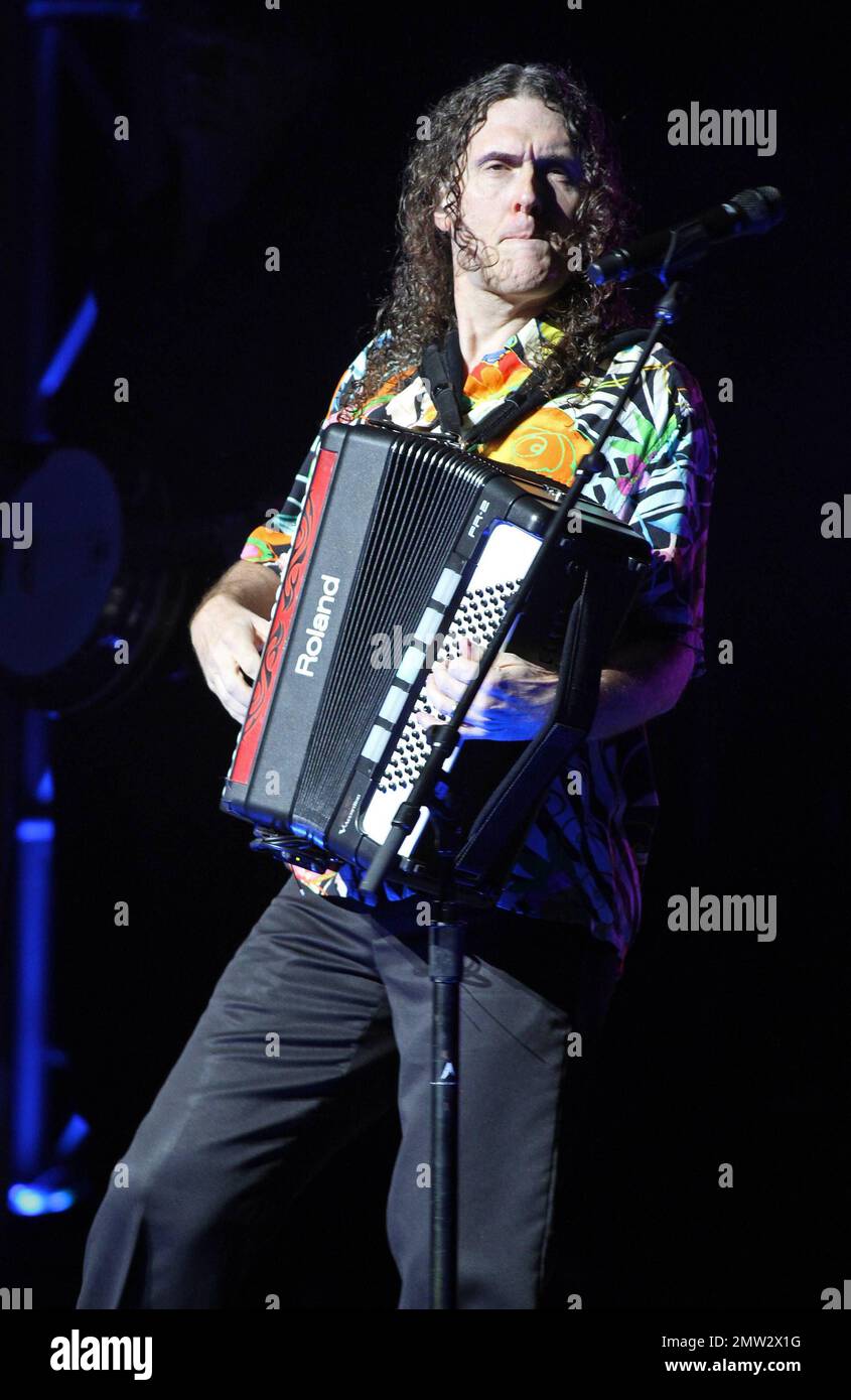 Legendary musical comic Weird Al Yankovic plays the accordion during a ...