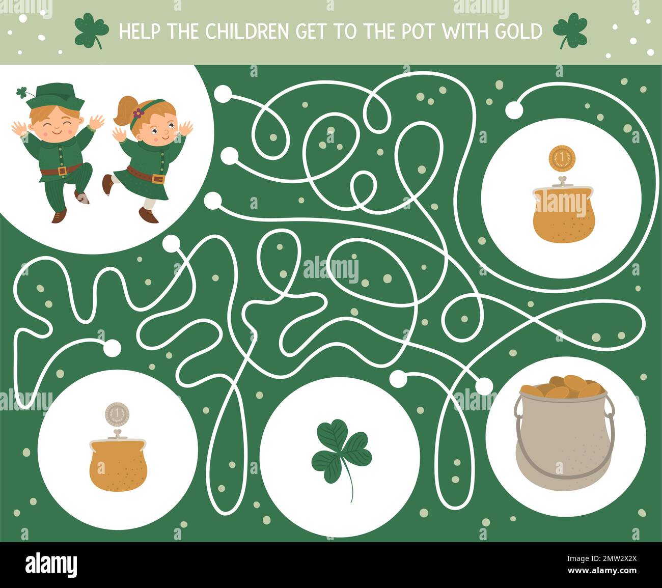 Saint Patrick’s Day maze for children. Preschool Irish holiday activity ...