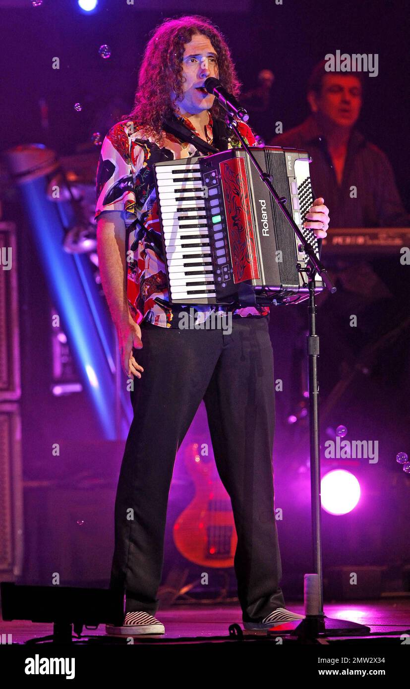 Legendary musical comic Weird Al Yankovic plays the accordion during a ...