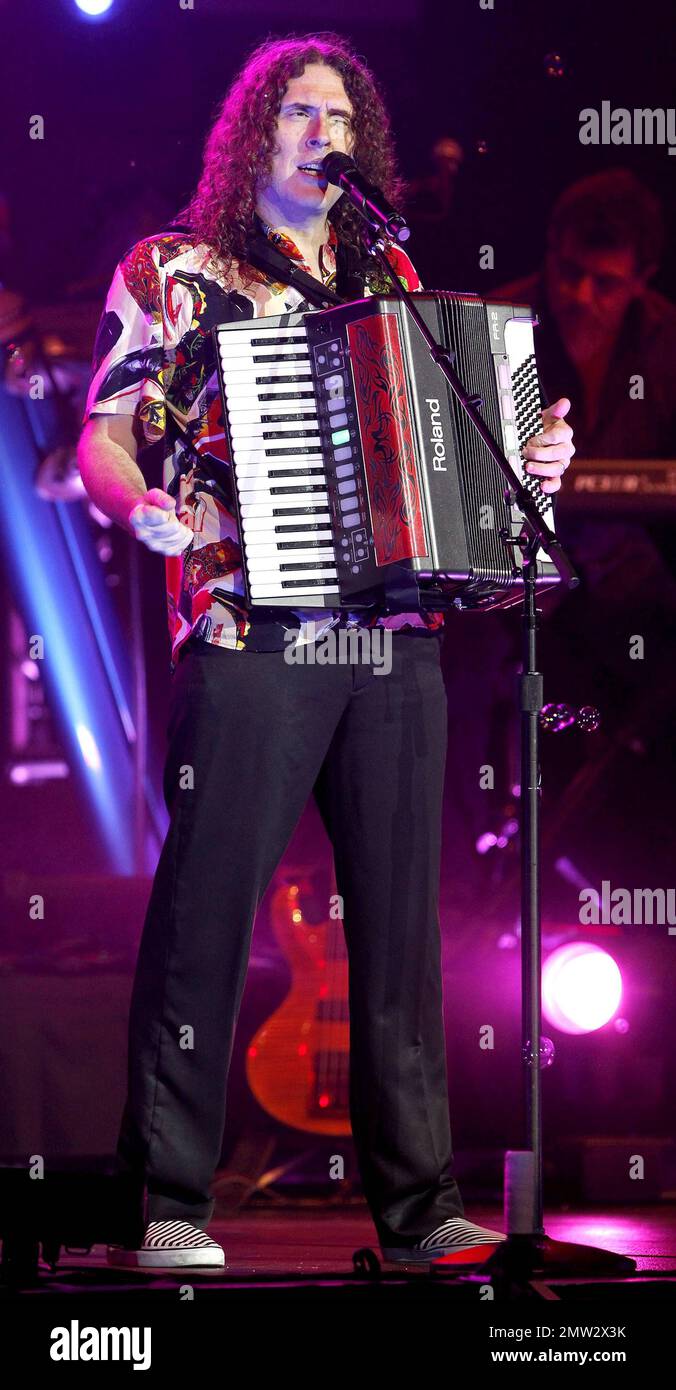 Legendary musical comic Weird Al Yankovic plays the accordion during a ...