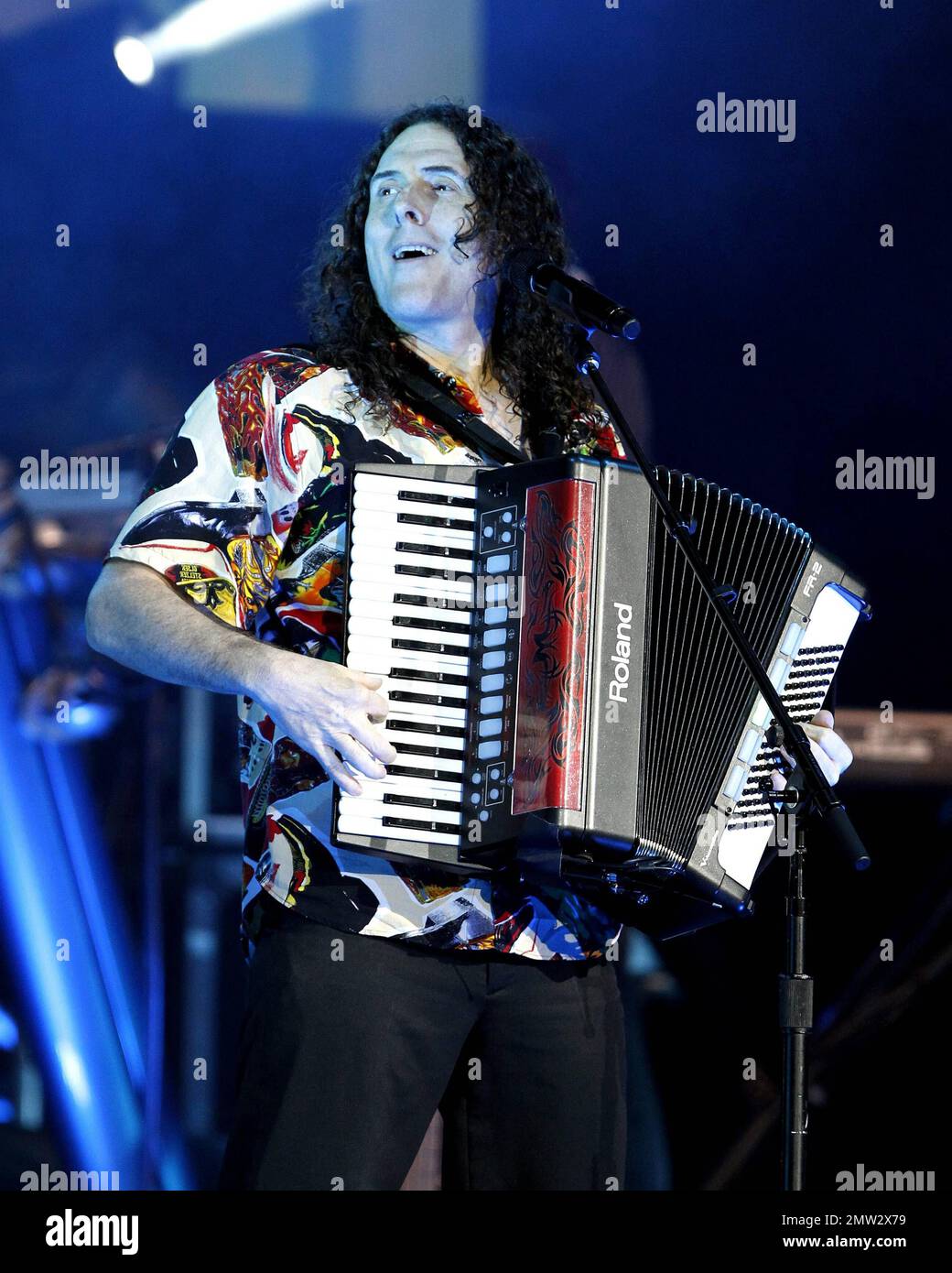 Legendary musical comic Weird Al Yankovic plays the accordion during a live performance at the ...
