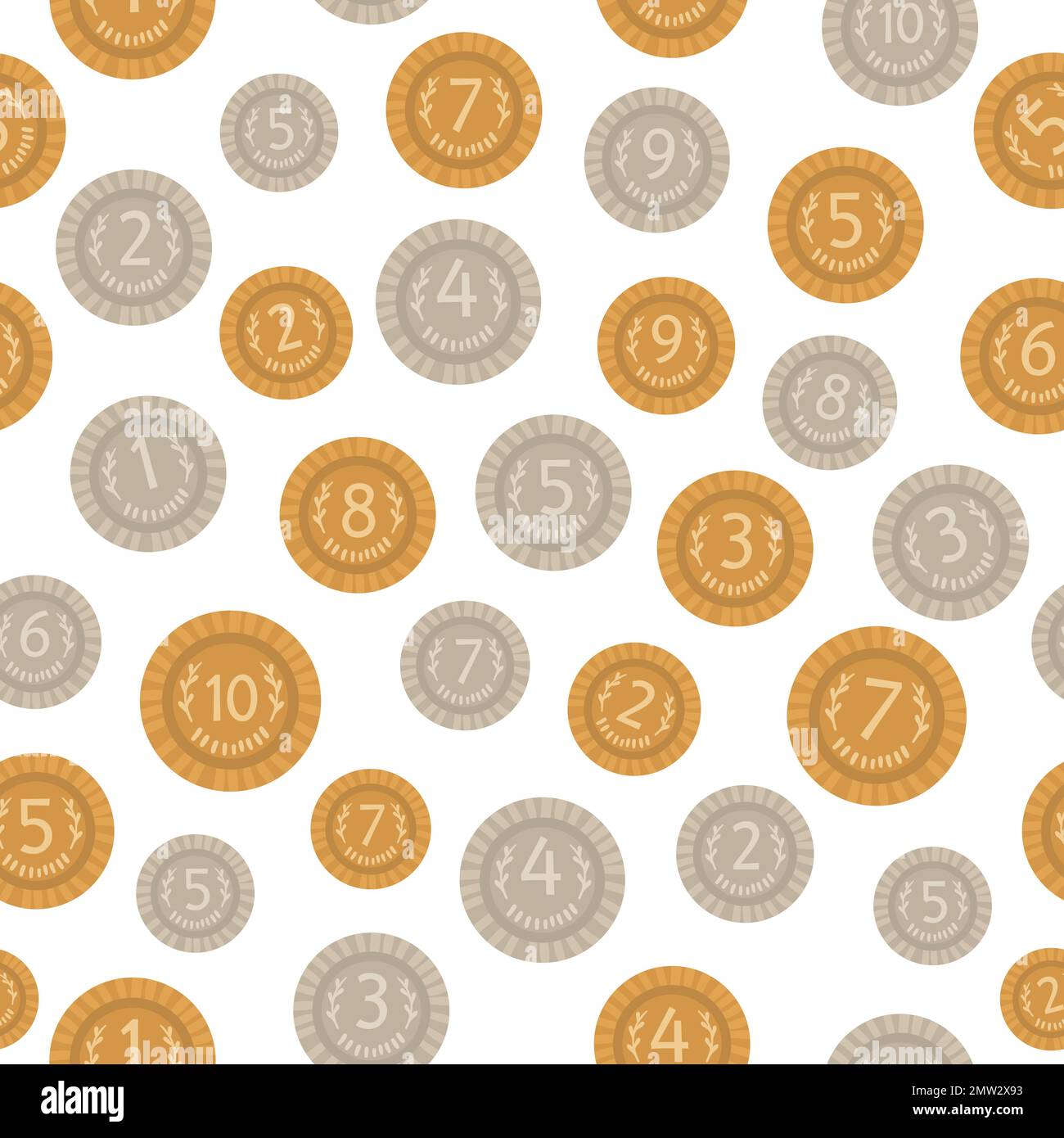 Vector seamless pattern with cartoon style coins. Silver and gold money ...