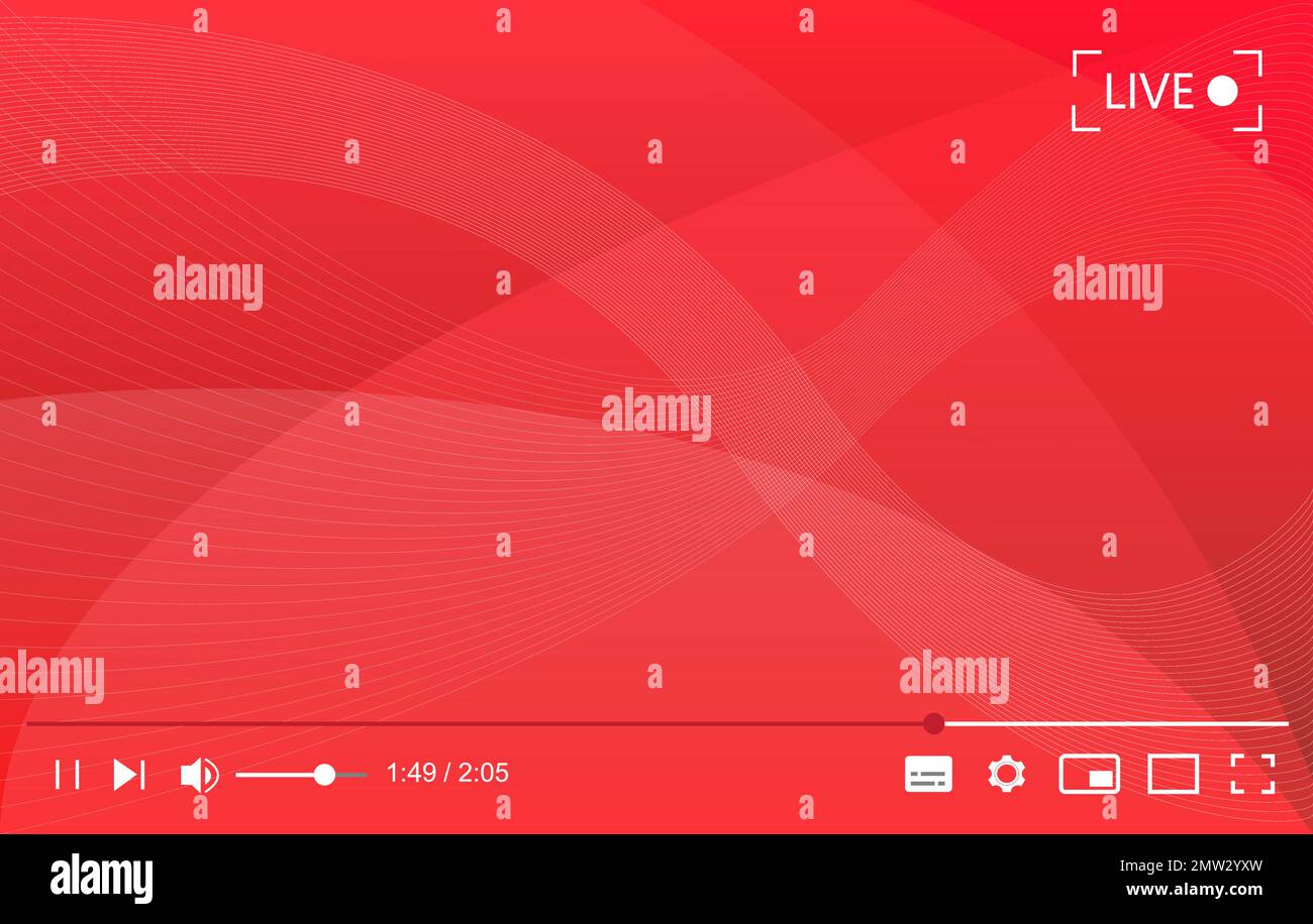 Multimedia video player with blue wavy background, live streaming cover ...