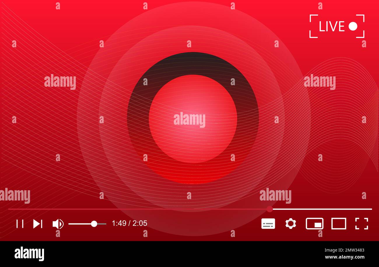 Multimedia video player with blue wavy background, live streaming cover ...