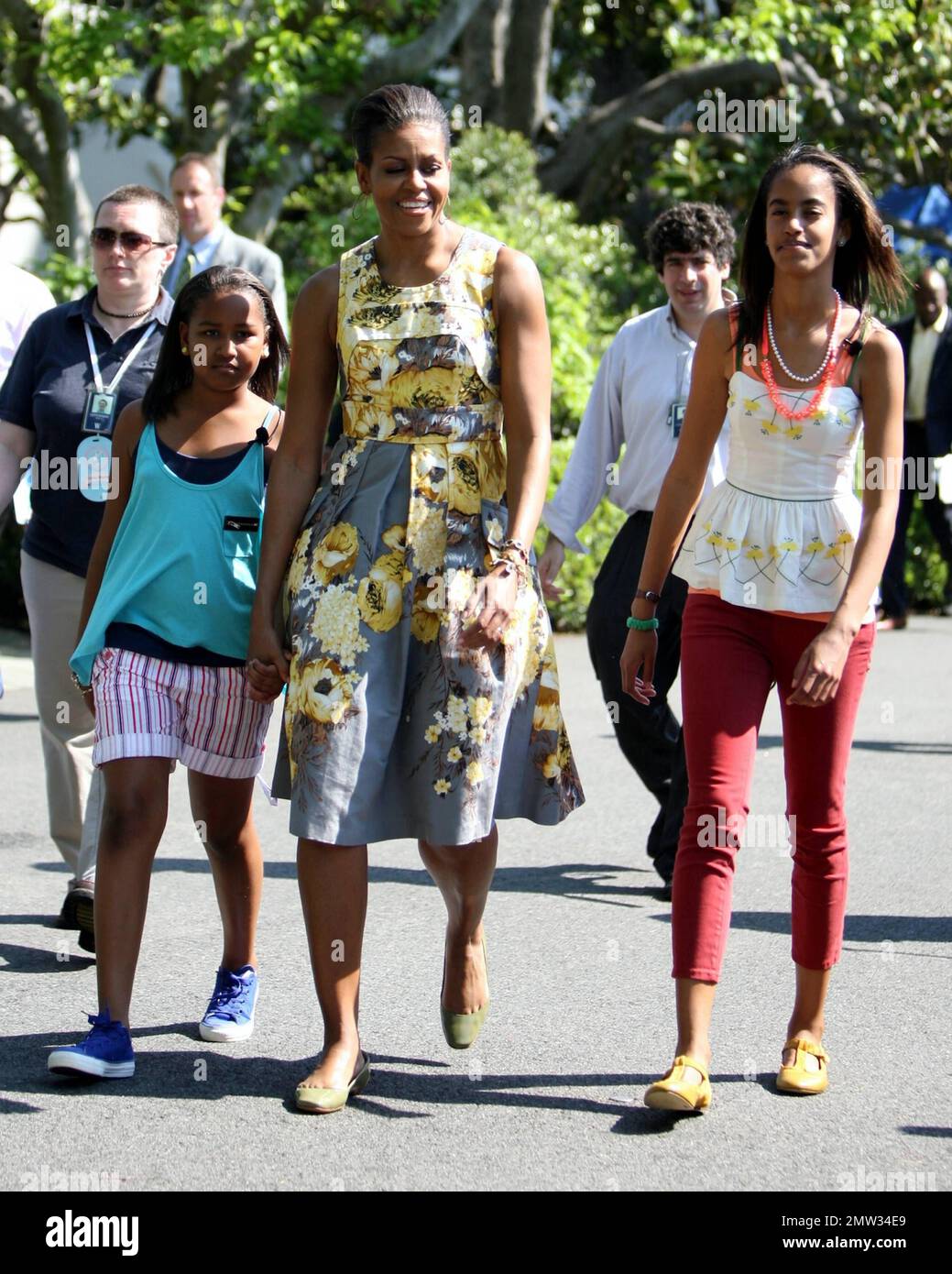 United States President Barack Obama and his family, wife Michelle and ...