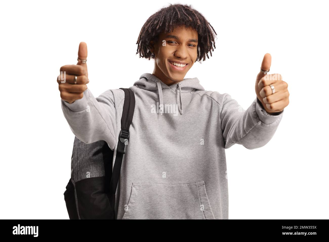 Cheerful african american male student gesturing thumbs up isolated on ...