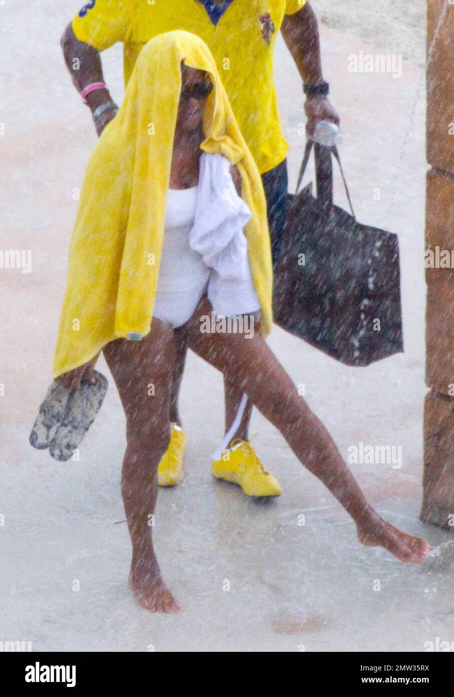 EXCLUSIVE!! R&B singer Whitney Houston, wearing a white swimsuit ...