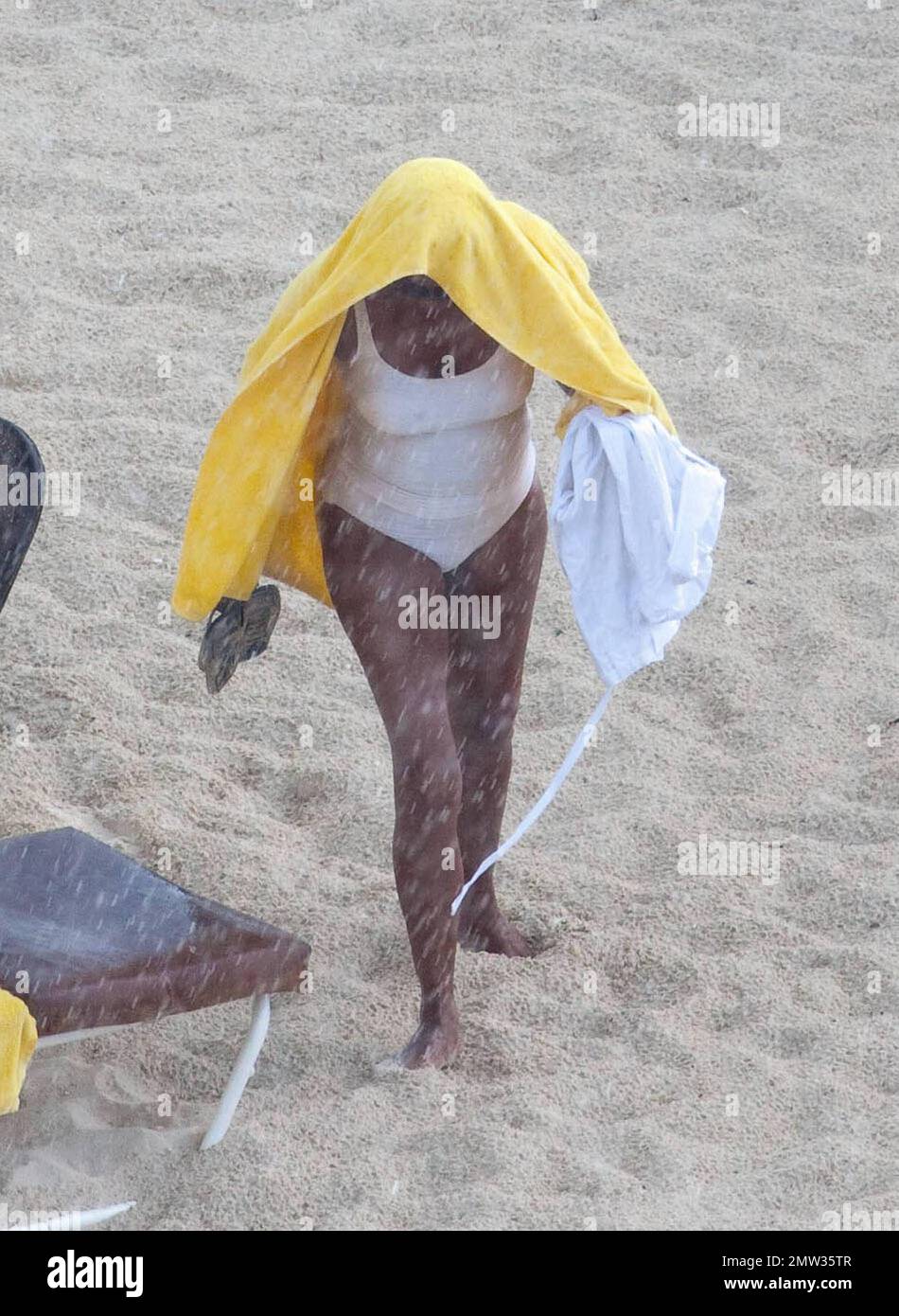 EXCLUSIVE!! R&B singer Whitney Houston, wearing a white swimsuit ...