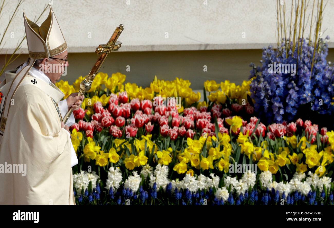 Pope Francis celebrates the Easter Mass, in St. Peter's Square, at the ...