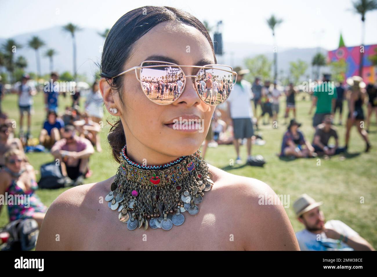 Festival goer Jessica Menendez poses at Coachella Music & Arts Festival ...