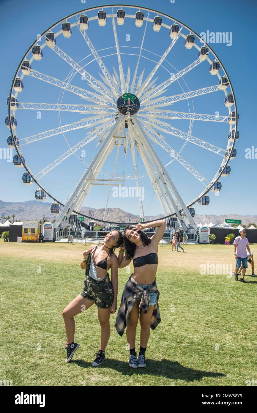 Festival goers Catalina Rendic, left, and Sophia Aguiar pose at ...