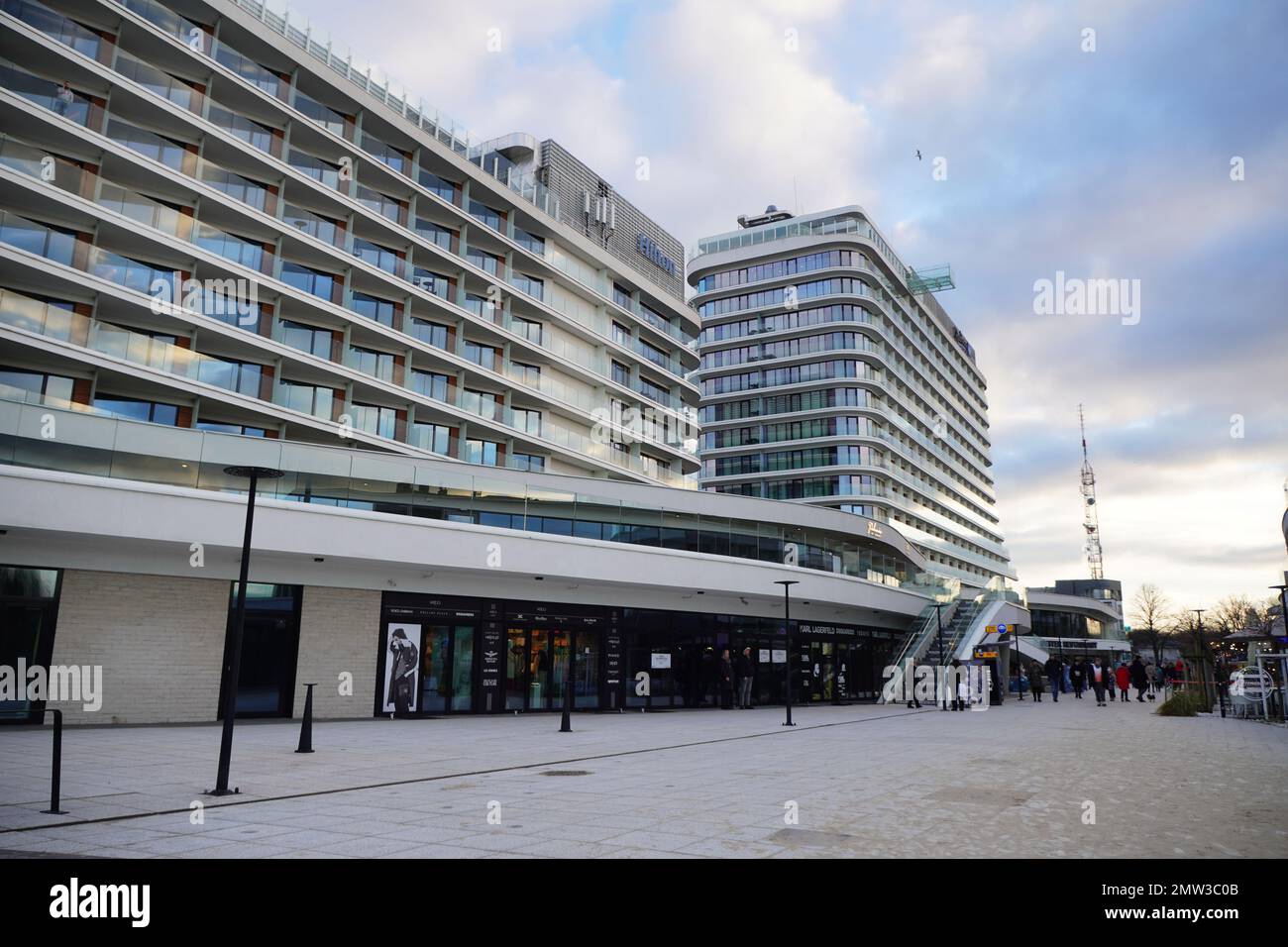 The promenade in front of seaside modern Radisson Blu Resort hotel ...