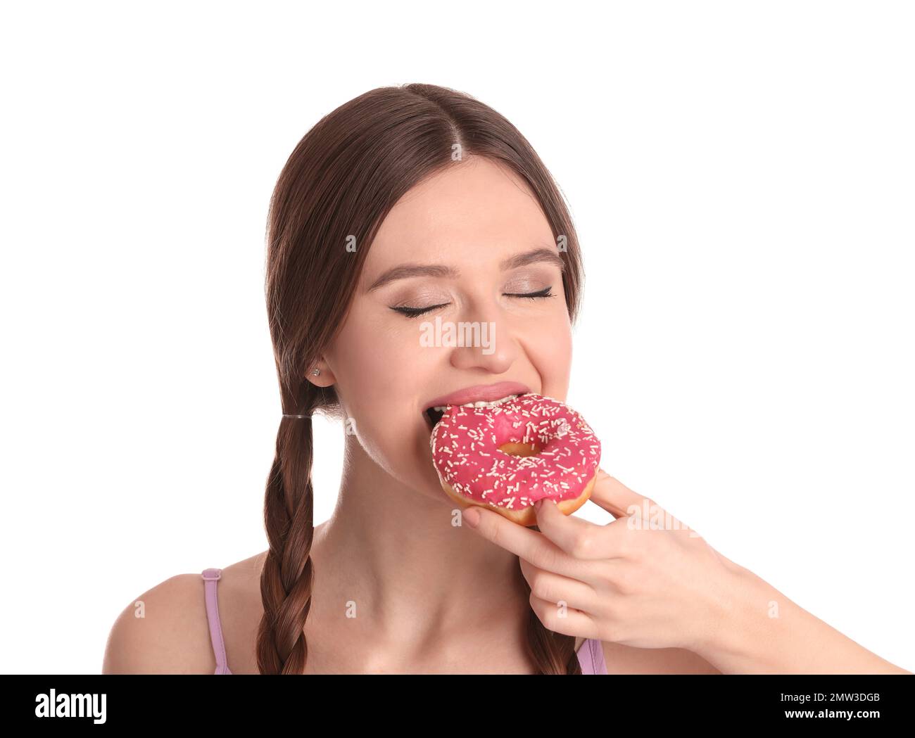 Funny young woman eating donut hi-res stock photography and images - Alamy