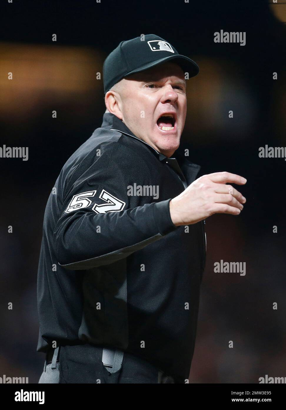 Home plate umpire Mike Everitt throws out Colorado Rockies manager Bud ...