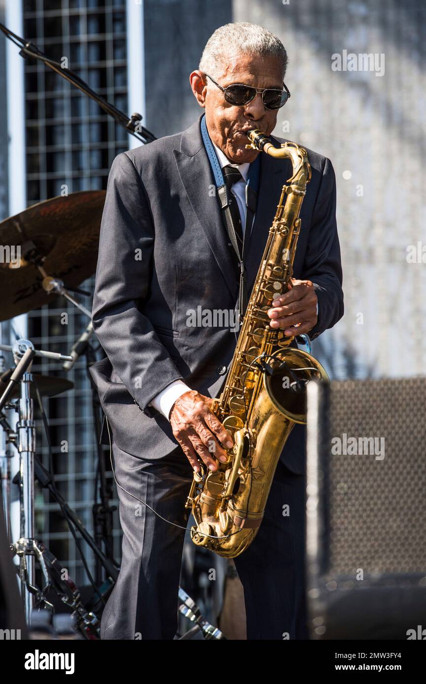 Charlie Gabriel of the Preservation Hall Jazz Band performs at ...