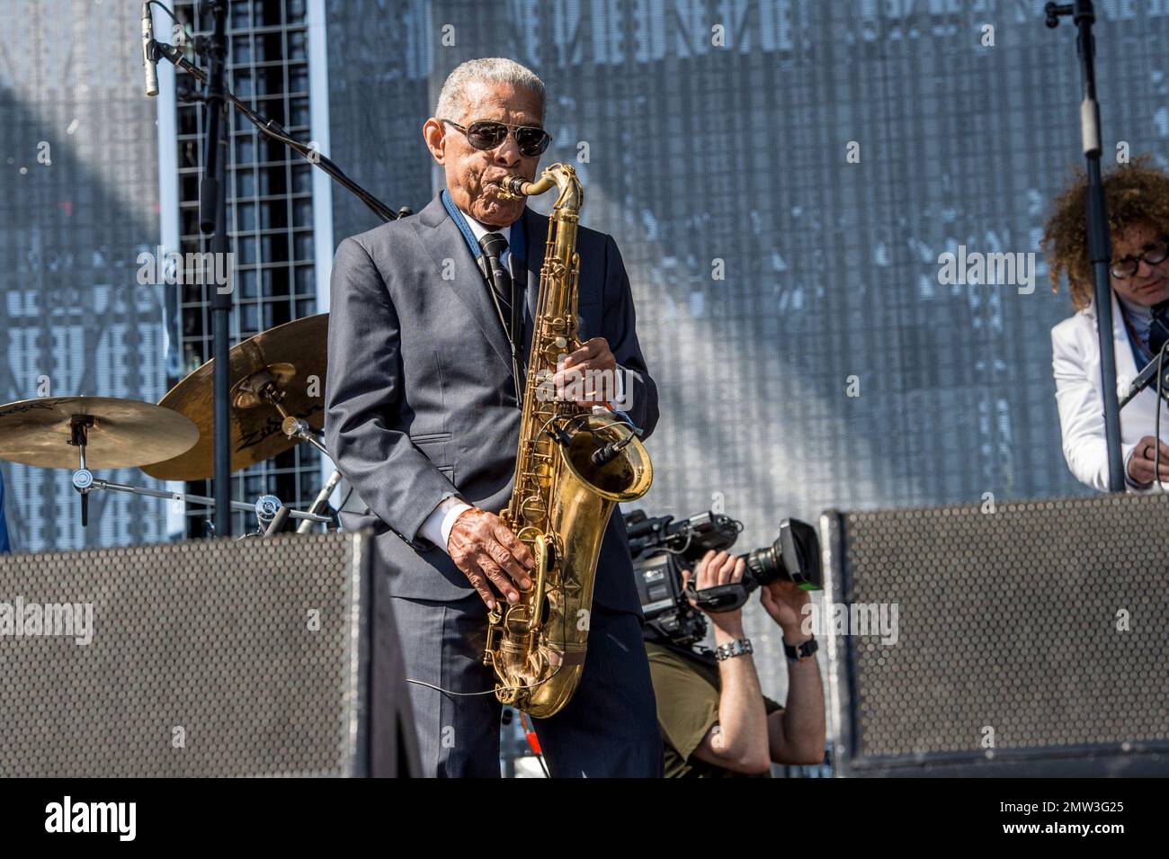 Charlie Gabriel of the Preservation Hall Jazz Band performs at ...