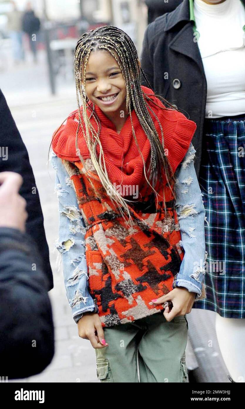 Pint-sized singer and actress Willow Smith shows off her long braided ...