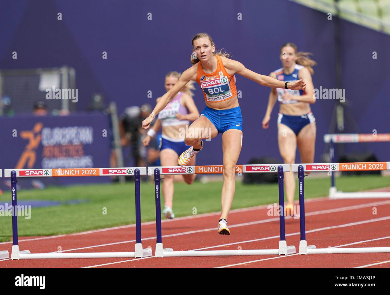 Femke Bol participating in the 400 meters hurdles of the European ...