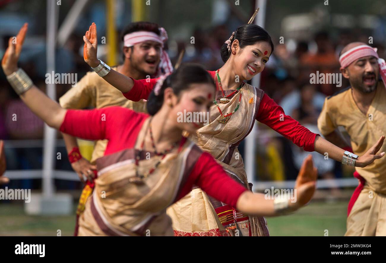 Artists from Indian northeastern state of Assam perform Bihu, a folk ...