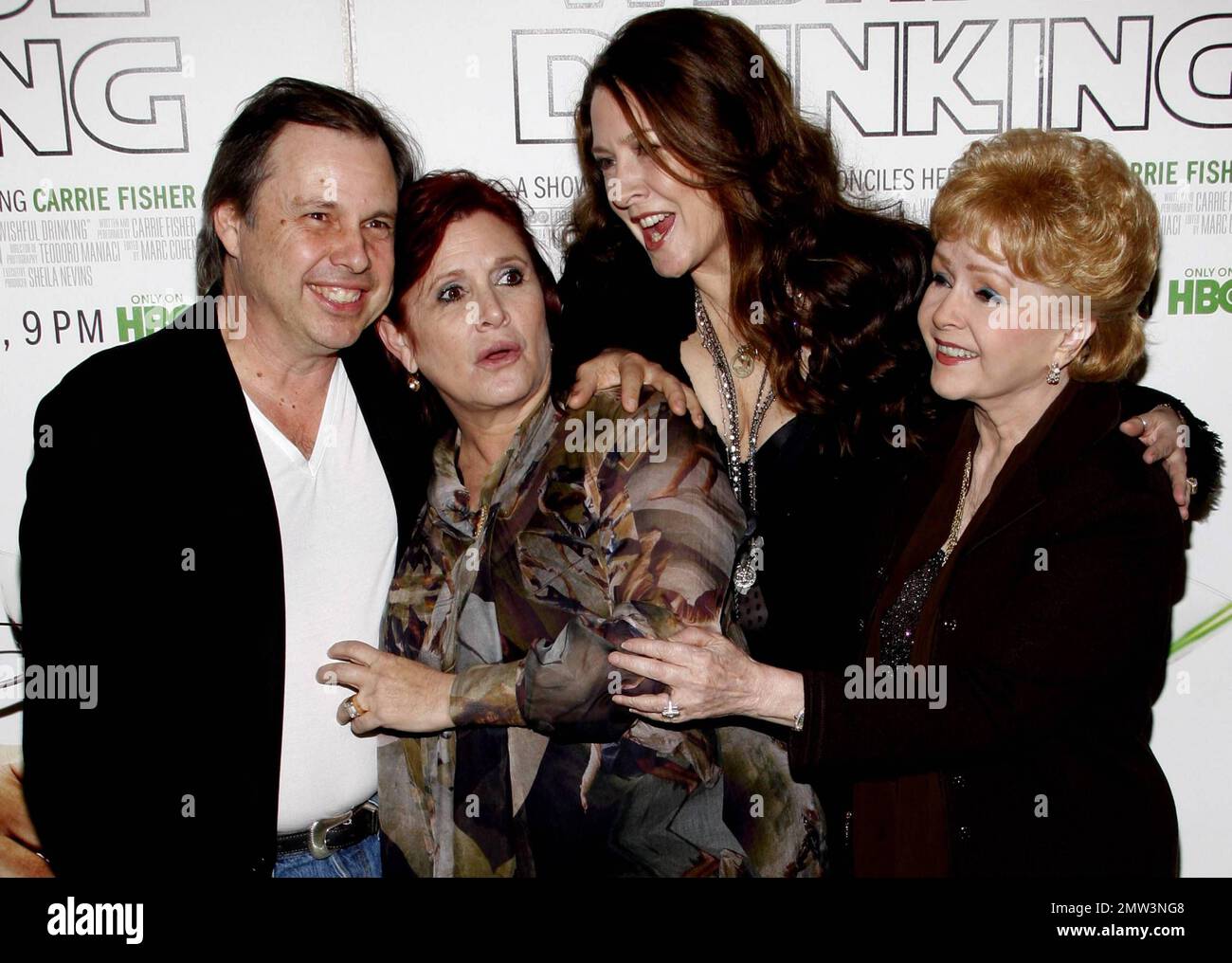 Actresses Debbie Reynolds (R), son Todd Fisher, daughter Carrie Fisher ...