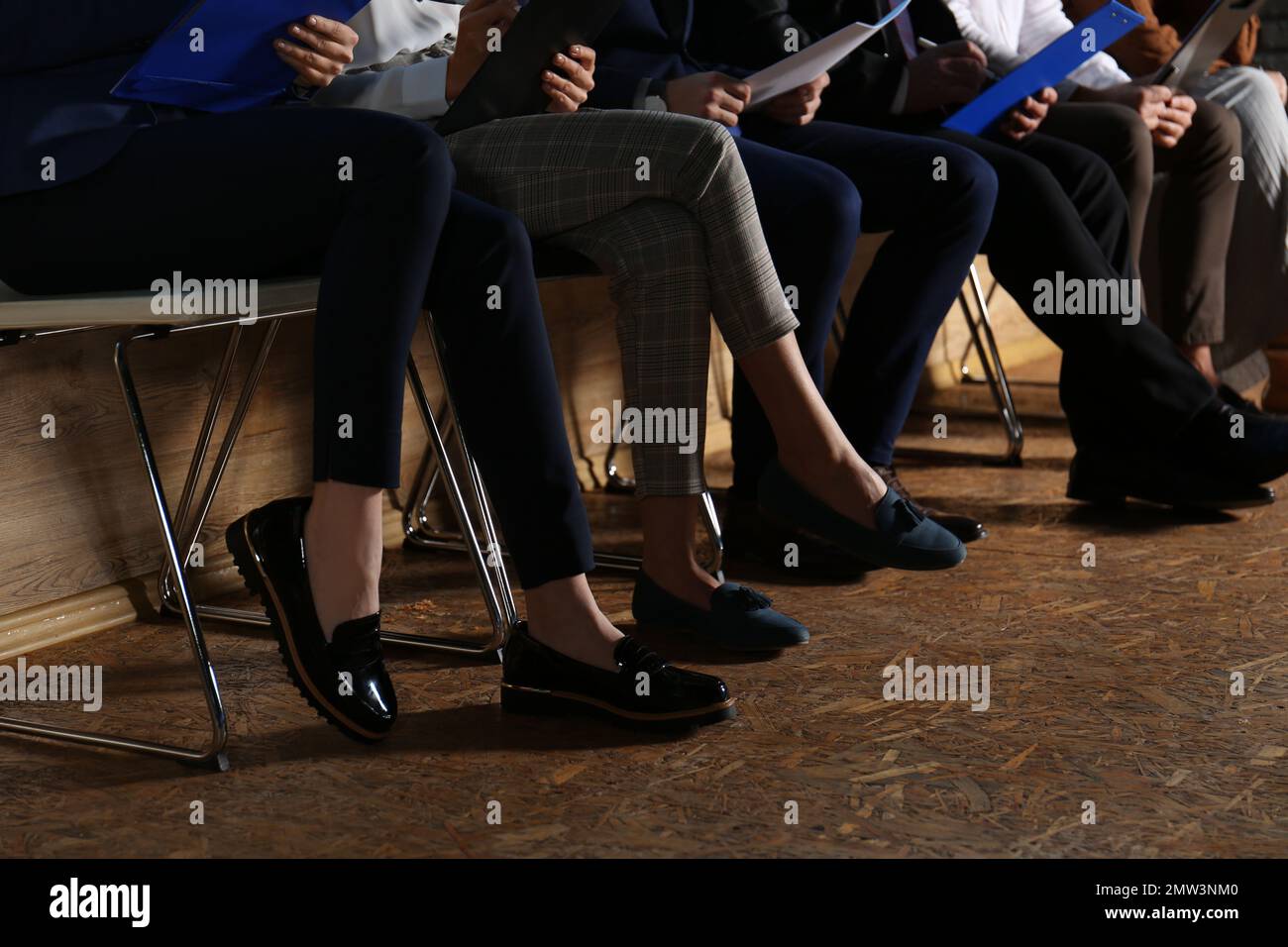 People waiting for job interview in office hall, closeup Stock Photo ...