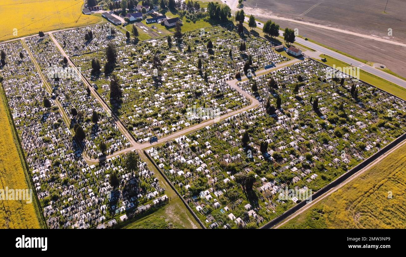 City cemetery. View from a drone in summer Stock Photo - Alamy