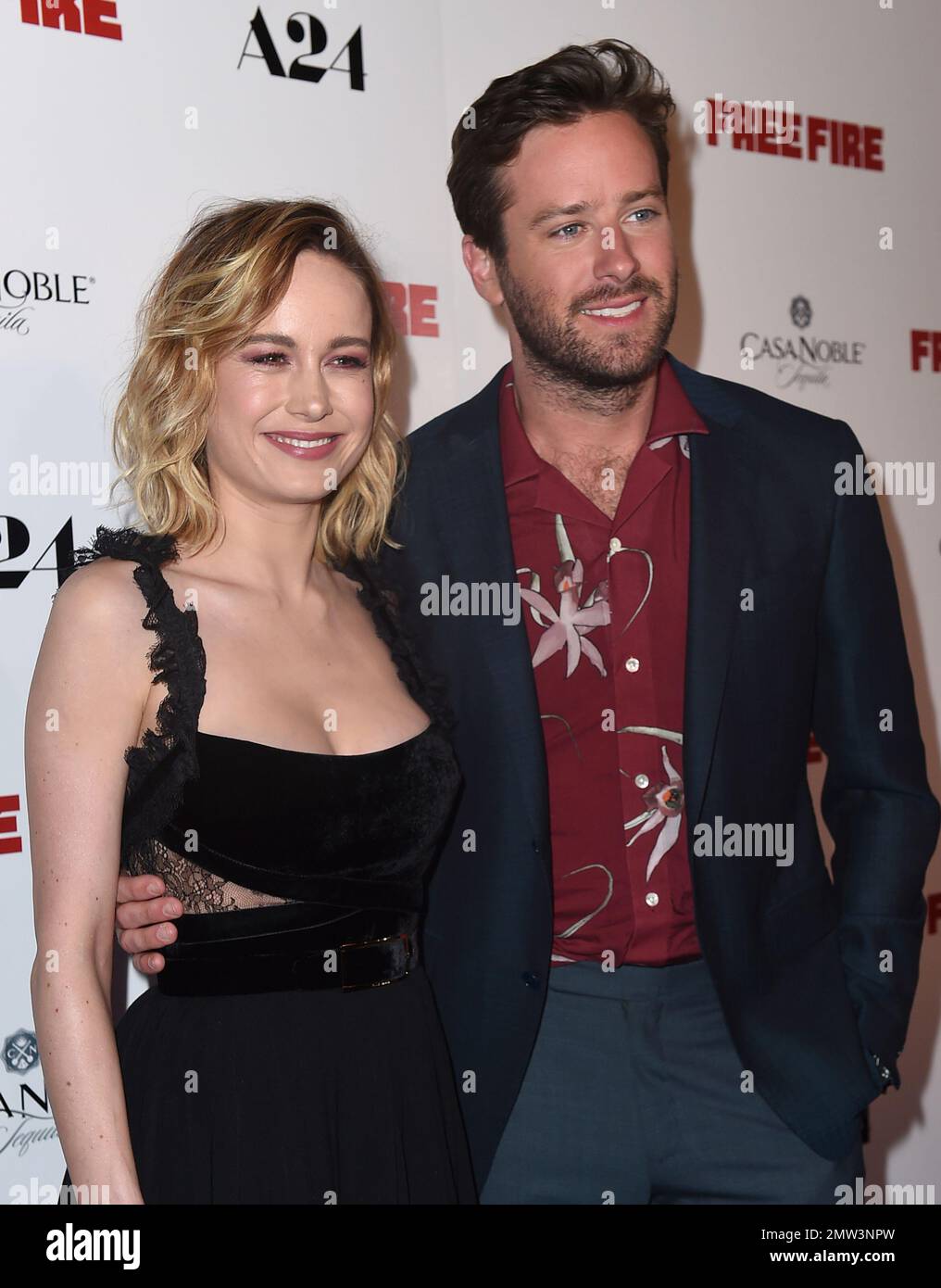 Brie Larson, left, and Armie Hammer arrive at the Los Angeles premiere ...