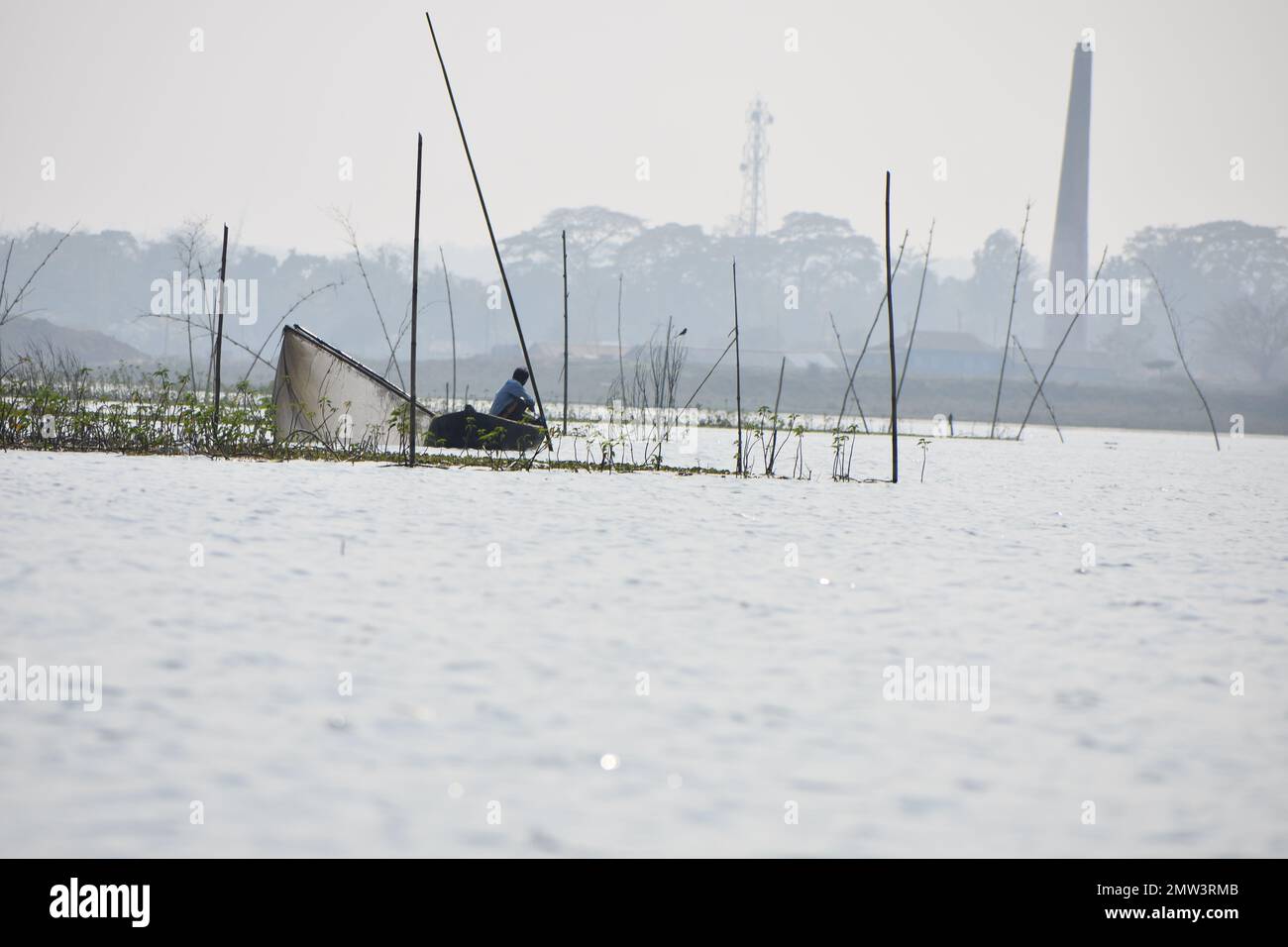 A fisherman fishing in Rudrasagar lake , Tripura, India Stock Photo - Alamy