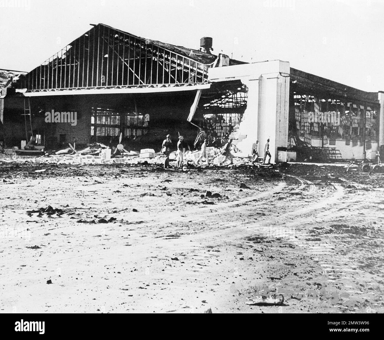 Damage to Hangar No. 3 in Wheeler Field is apparent following the Dec ...