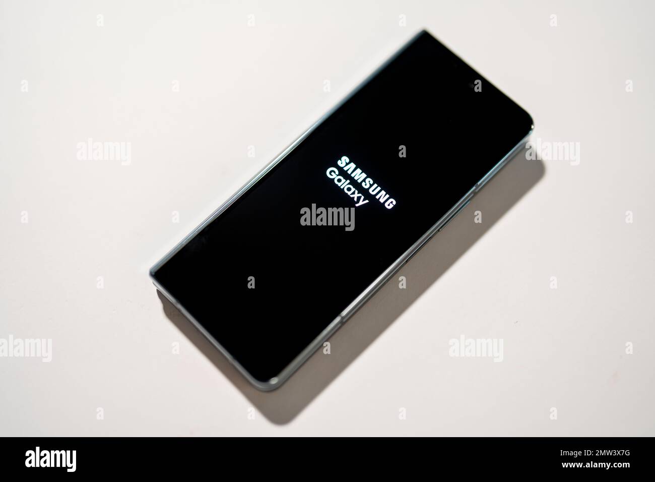 Brand new Samsung Galaxy Z Fold 4 in grey-green color. New smartphone ...