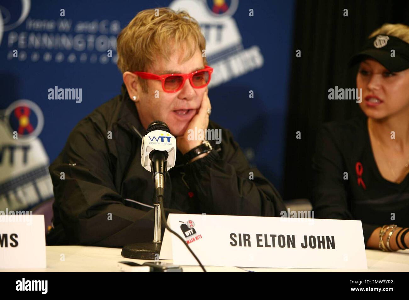 Sir Elton John competes in at the Advanta World TeamTennis (WTT) Smash ...
