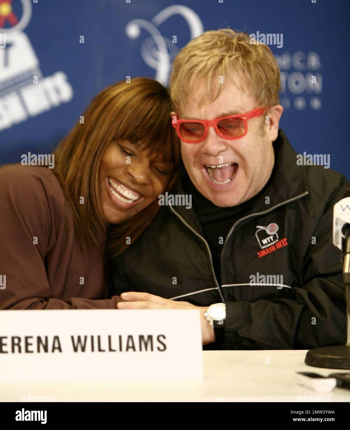 Sir Elton John competes in at the Advanta World TeamTennis (WTT) Smash ...