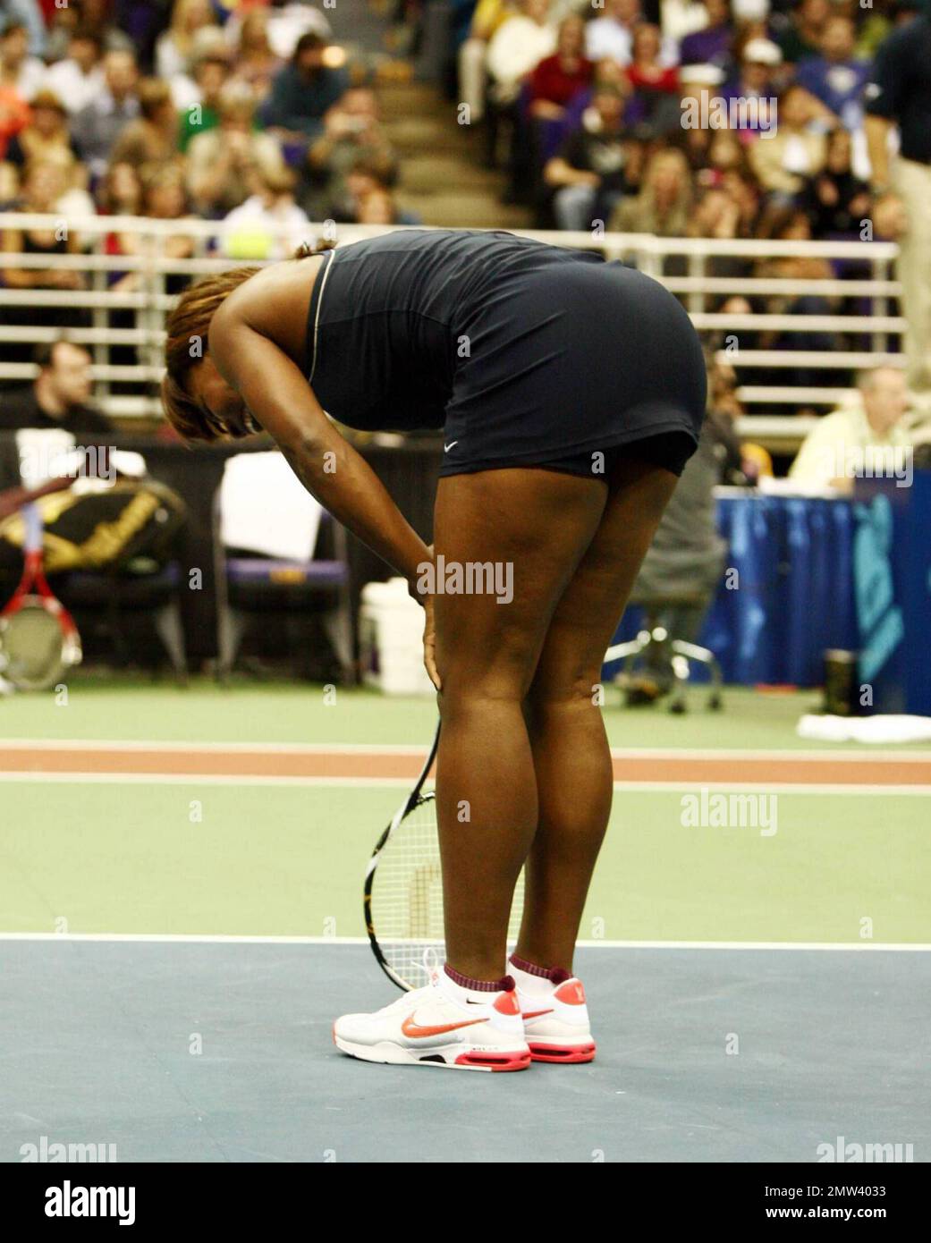 Serena Williams competes on the court at the Advanta World TeamTennis ...