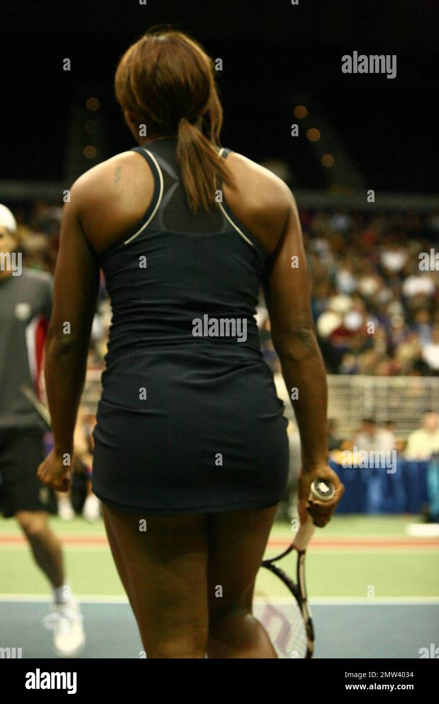 Serena Williams competes on the court at the Advanta World TeamTennis ...