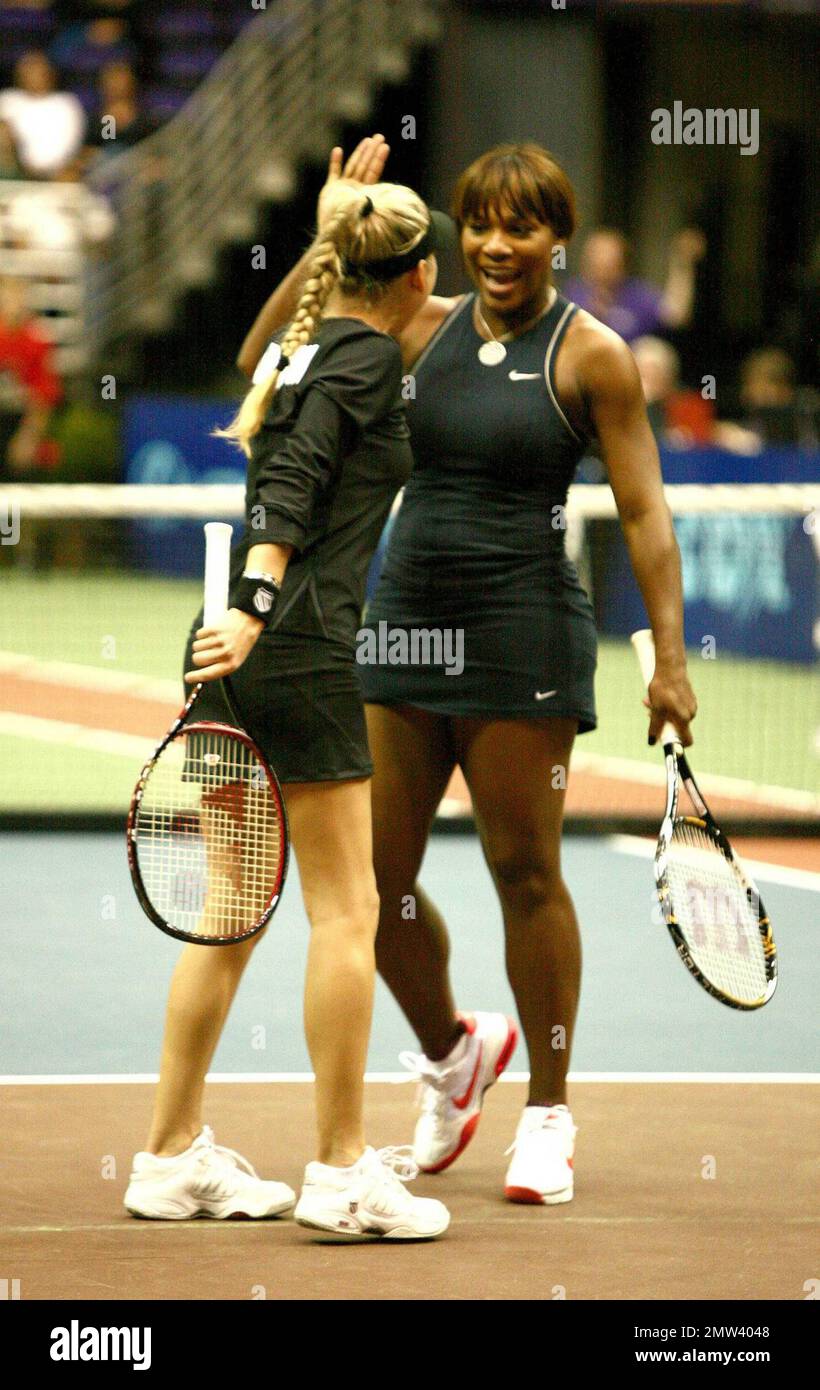 Serena Williams competes on the court at the Advanta World TeamTennis ...
